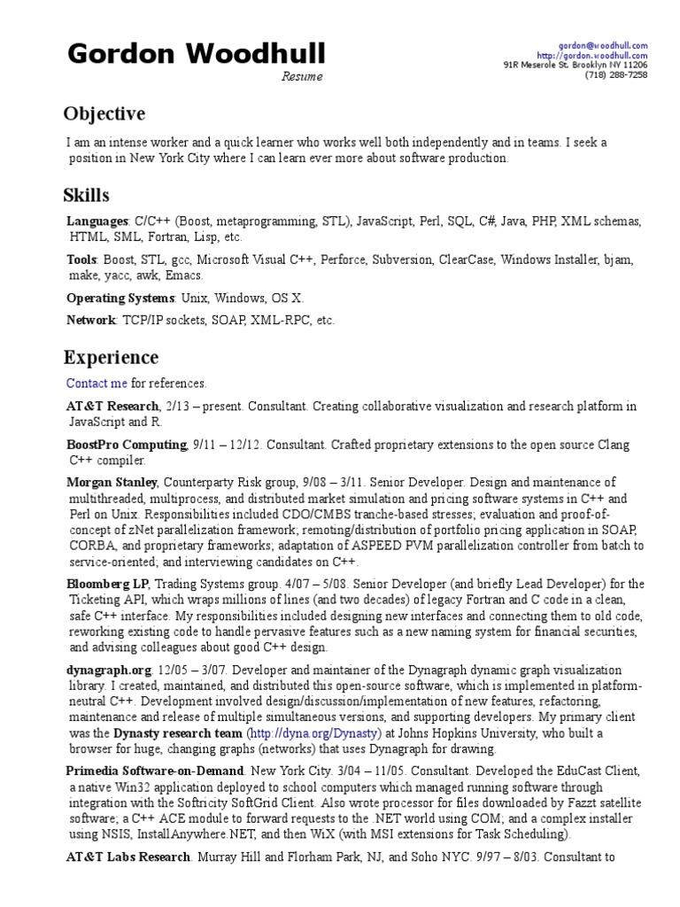 Resume C++ Example | PDF | Component Object Model | Application ...