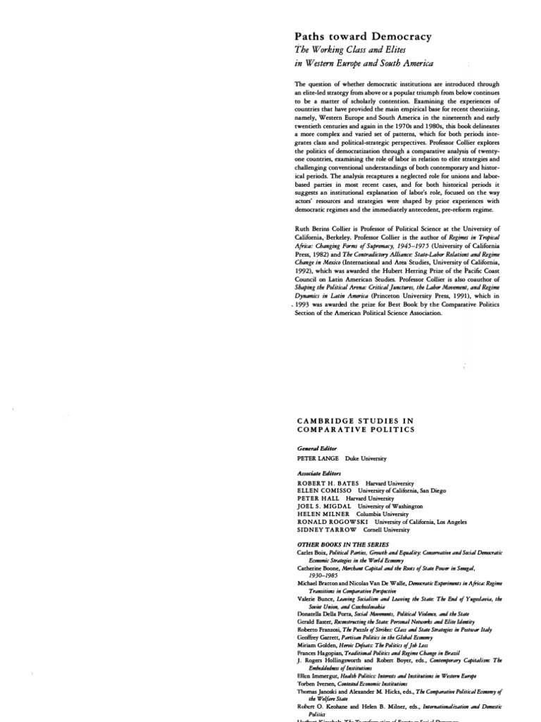 Collier, Ruth. Paths Toward Democracy | PDF | Authoritarianism | Social ...