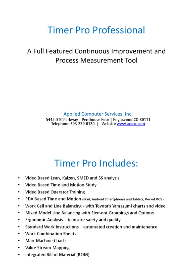 Timer Pro Professional: A Full Featured Continuous Improvement and ...