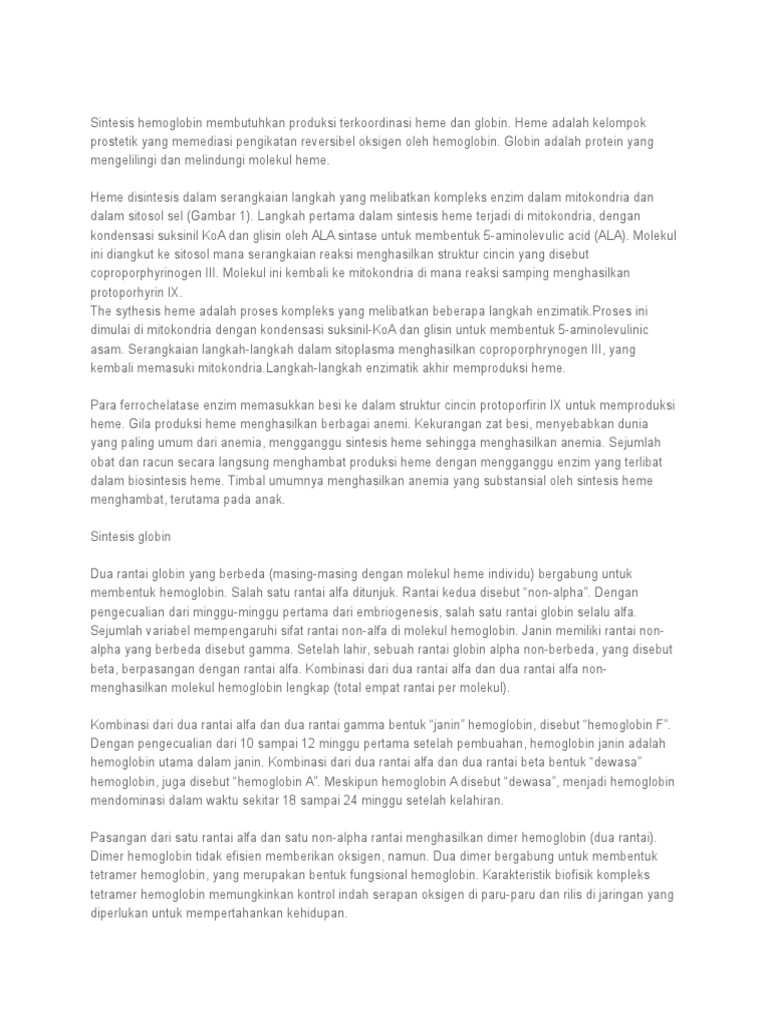 Sintesis Hemoglobin | PDF