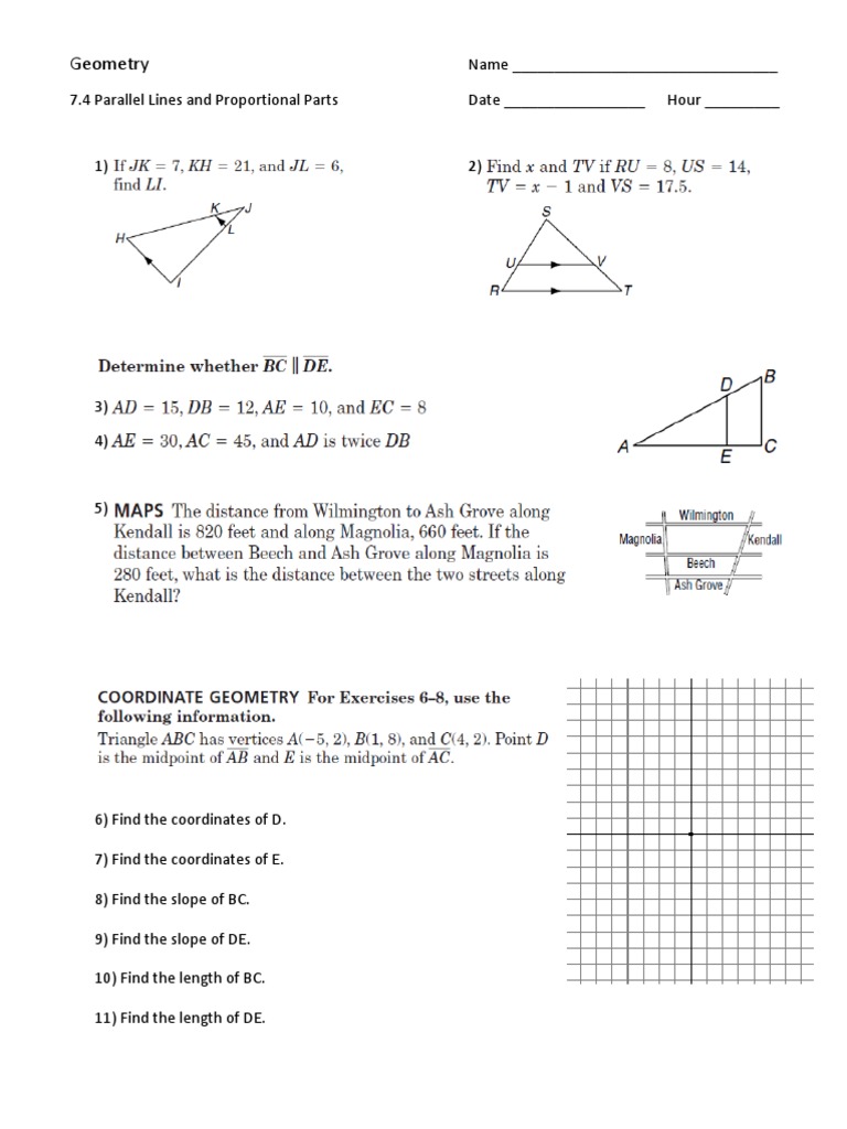 Geometry - 010715 - 7 4 Parallel Lines and Proportional Parts | PDF