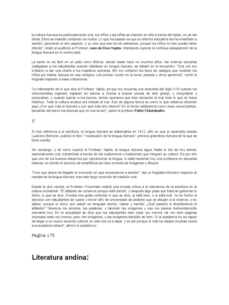Aymara | PDF | Escritura | Lingüística