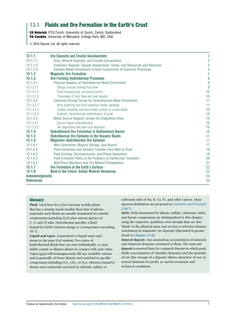 Fluids and Ore Formation in The Earth's Crust | Download Free PDF ...