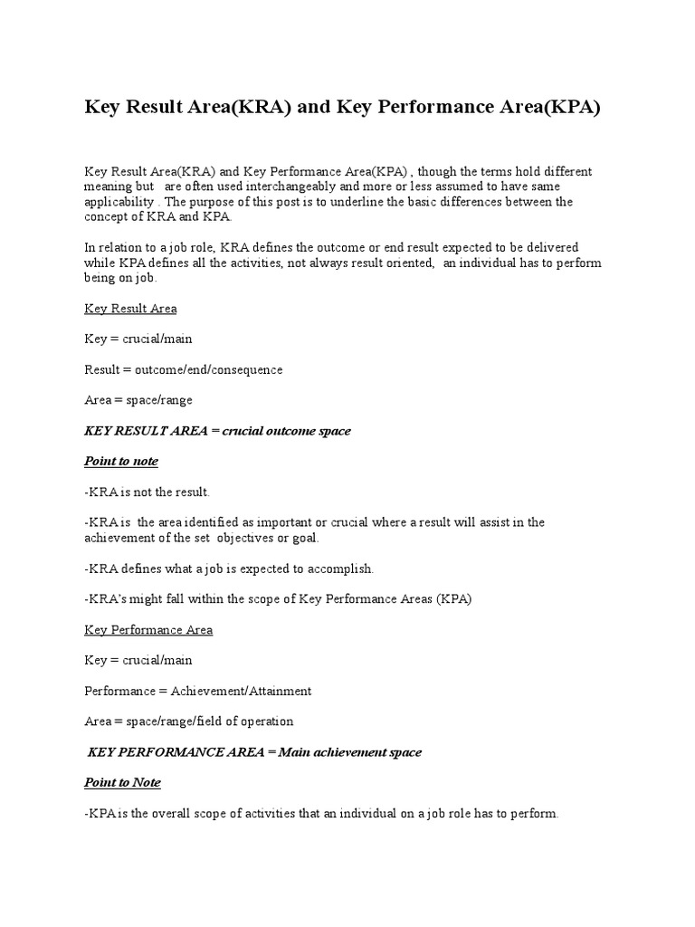 Key Result Area | PDF | Service Level Agreement | Risk Management