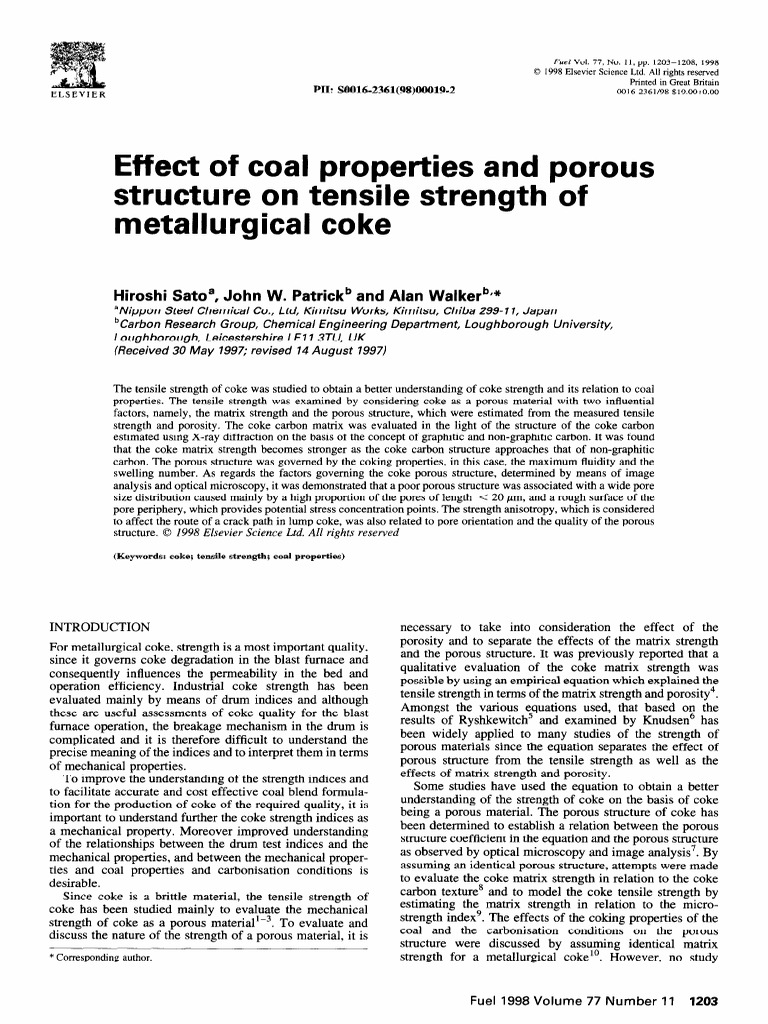 Coke Strength | PDF | Porosity | Coke (Fuel)
