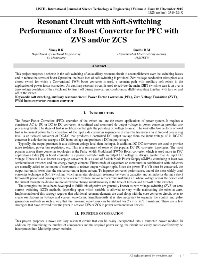 Resonant Circuit With Soft-Switching Performance of A Boost Converter ...