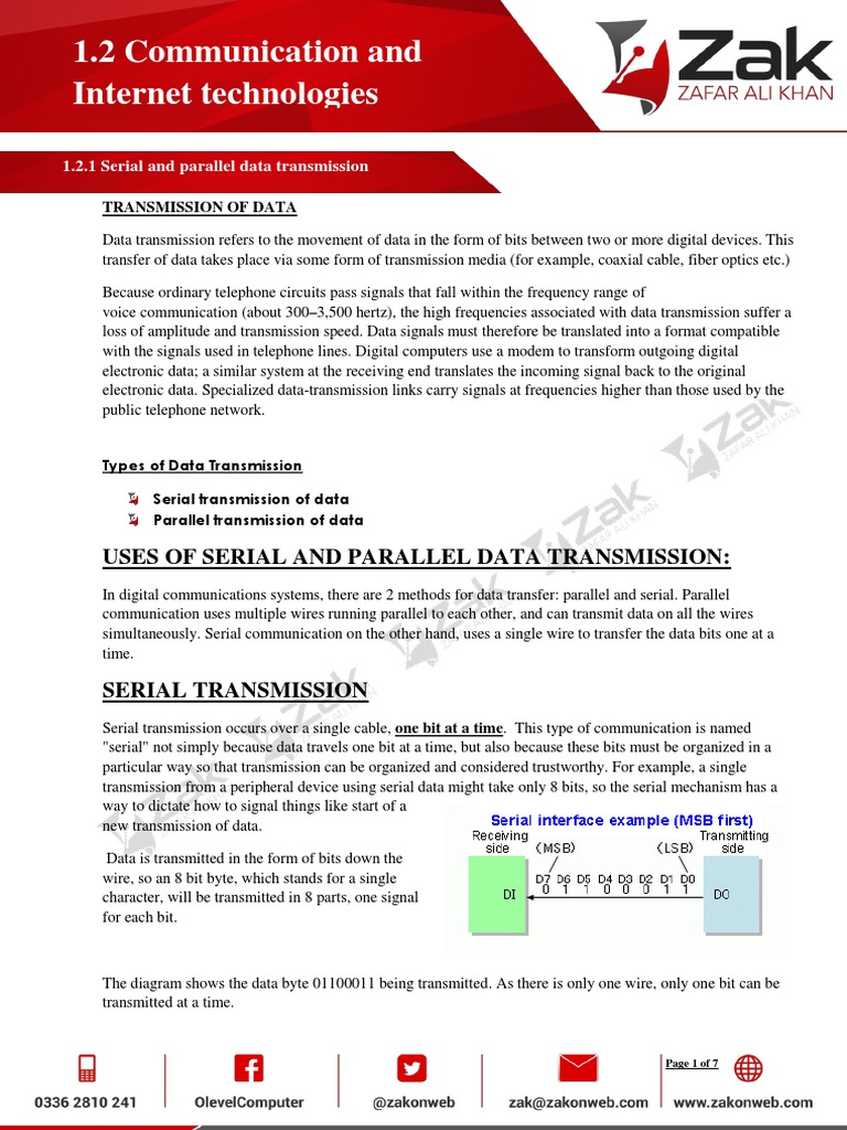 Serial vs Parallel Data Transmission | PDF