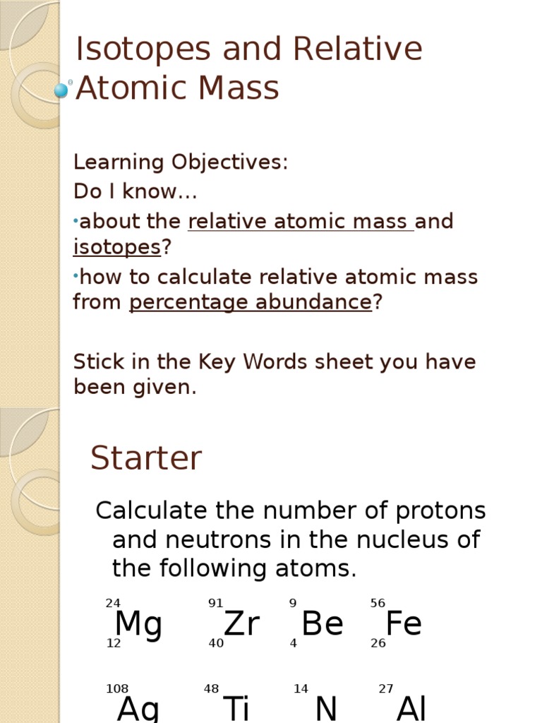 Isotope and Relative Atomic Mass | PDF | Isotope | Atoms