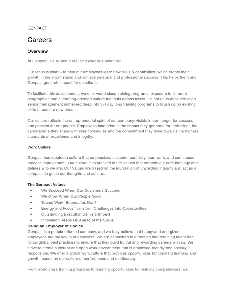 GENPACT Careers Guide to Growth & Development | PDF | Competence (Human ...