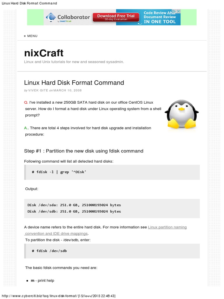 Linux Hard Disk Format Command | PDF | File Format | Operating System