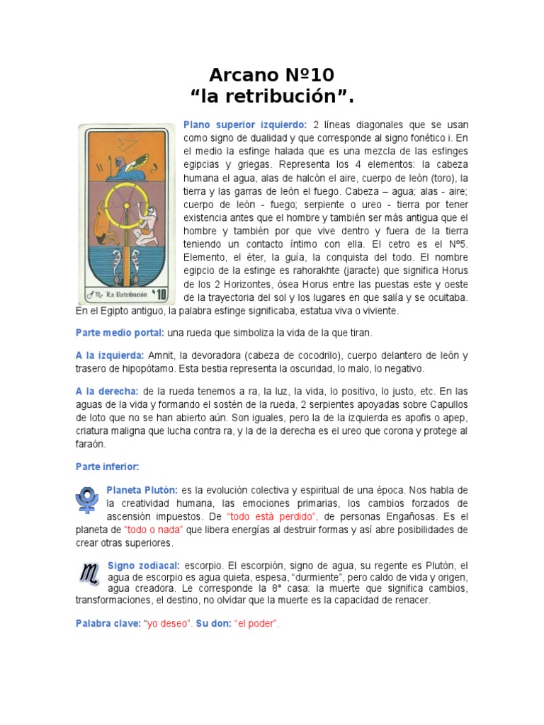 Arcanos 10, 11, y 12 Del Tarot Egipcio. | PDF | Horus | León