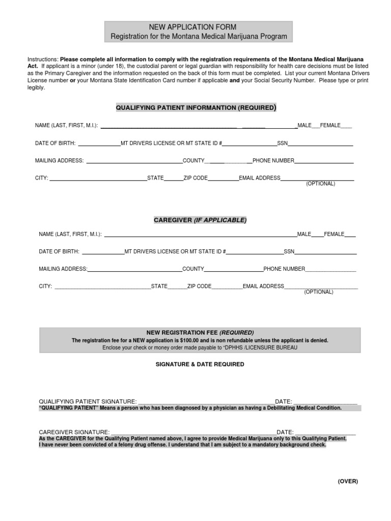 Montana Medical Marijuana Application Form | PDF | Licensure | Identity ...