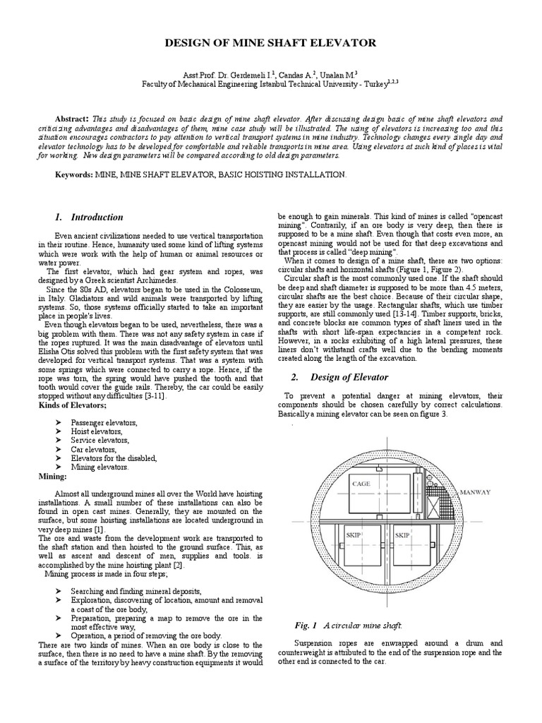 Design Of Mine Shaft Elevator Pdf Elevator Mining