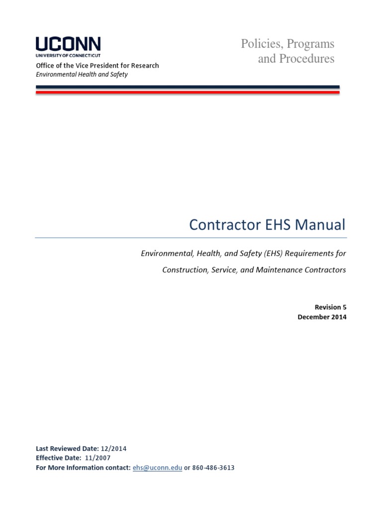 Contractor EHS Manual | PDF | Harassment | Emergency