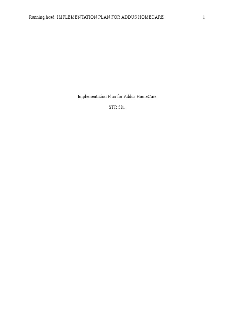 Addus HomeCare Strategic Implementation Plan | PDF | Change Management ...
