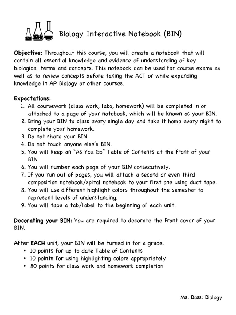 Biology Interactive Notebook Guidelines | PDF | Language Arts & Discipline