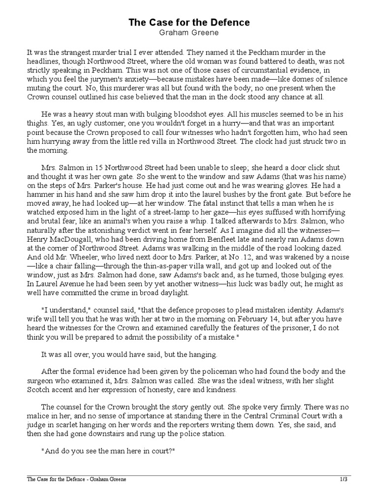 The Case For The Defence | PDF | Witness | Violence