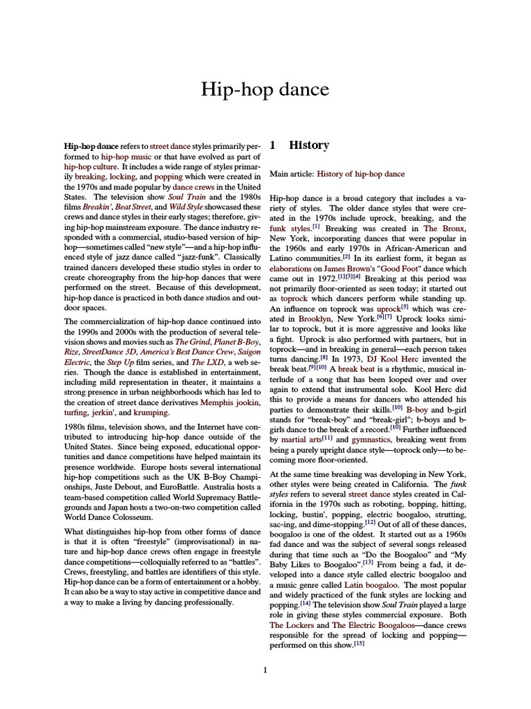 Hip Hop Dance | PDF | Urban Street Dance And Music | Popular Music