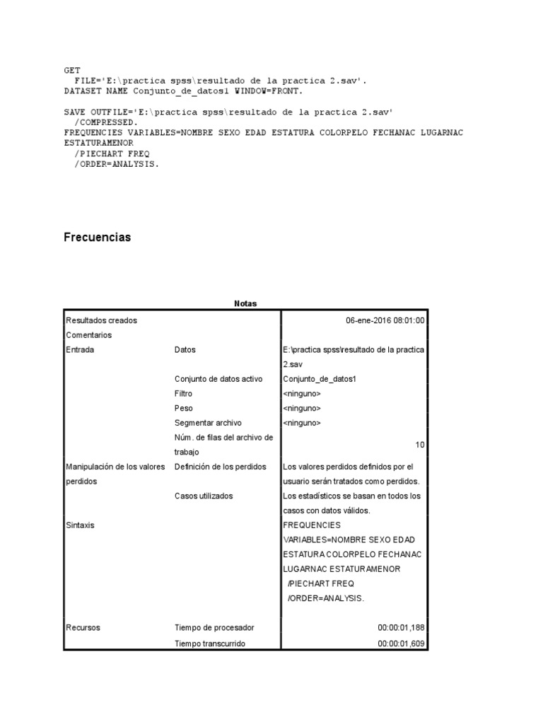 Introducción A Sps - Resultado de La Practica 2 | PDF | Spss | Software multiplataforma