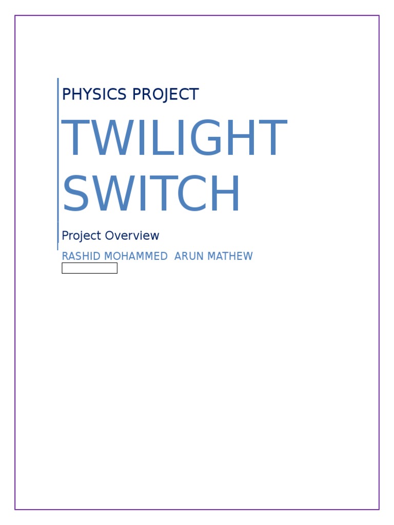 Twilight Switch | PDF | Switch | Electrical Resistance And Conductance