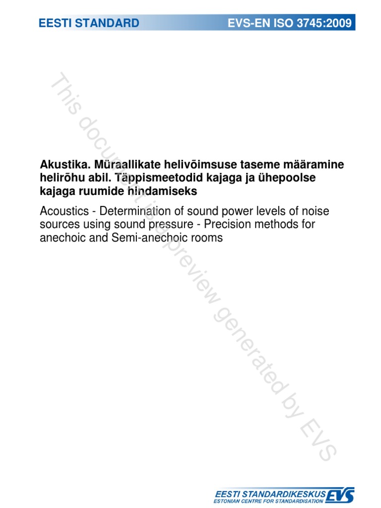 EVS en ISO 3745 2009 en Preview | PDF