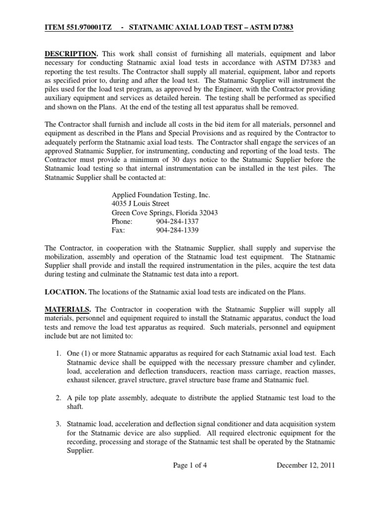 Statnamic Load Test ASTM D7383 - 551.970001TZ | PDF | Deep Foundation ...