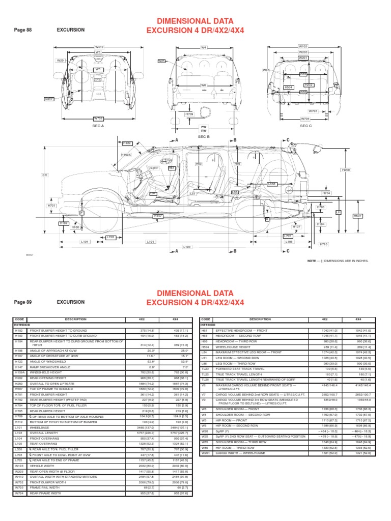 Ford Excursion Body Dimensions | PDF | Business | Home & Garden