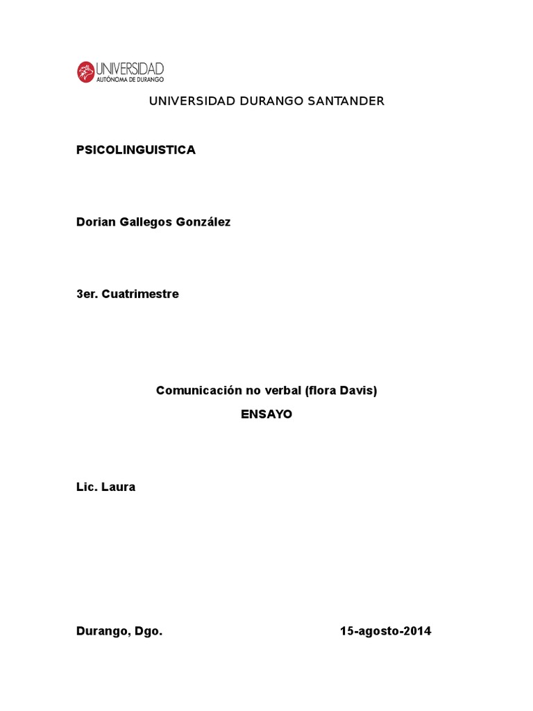 Ensayo Flora Davis | PDF | Comunicación no verbal | Comunicación