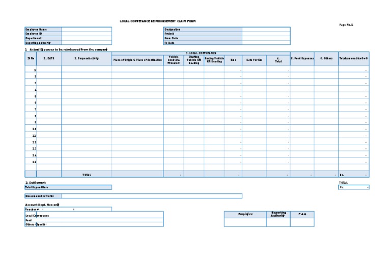 Local Conveyance Reimburesement Claim Form | PDF