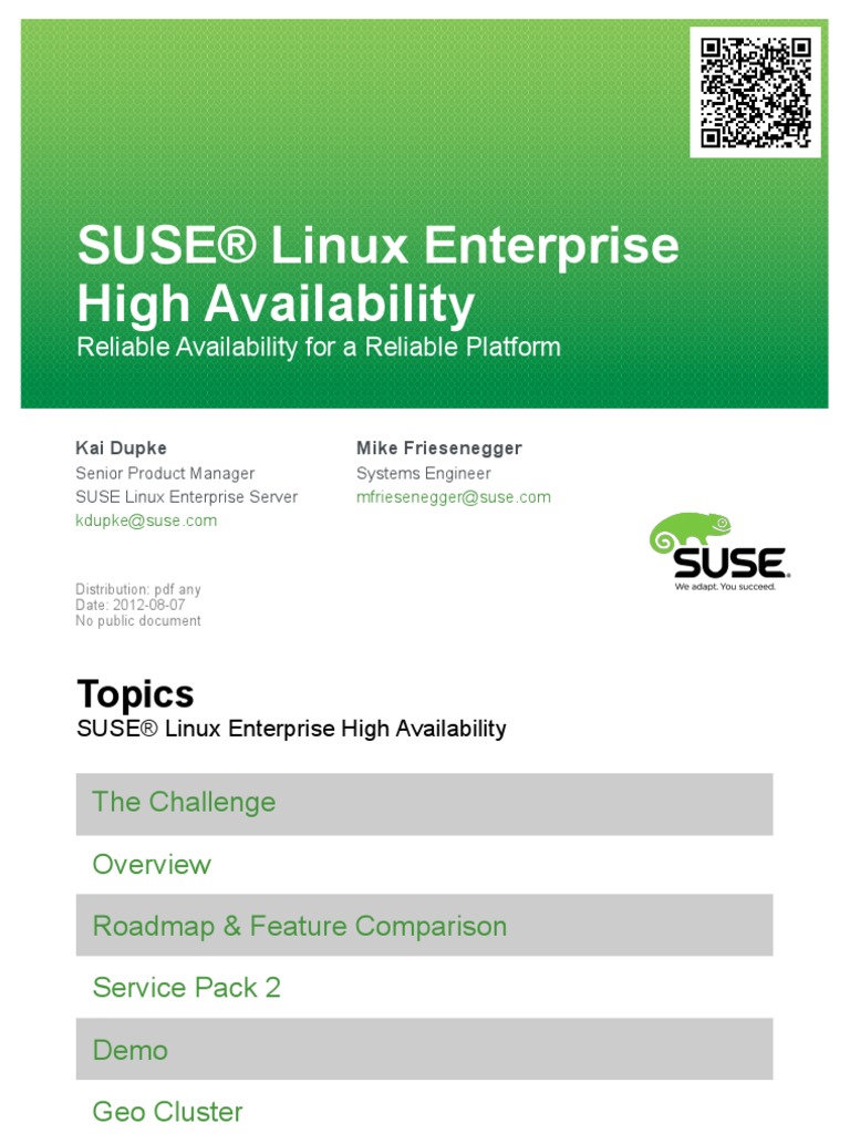 SUSE Linux Enterprise High Availability PDF | PDF | Computer Cluster ...