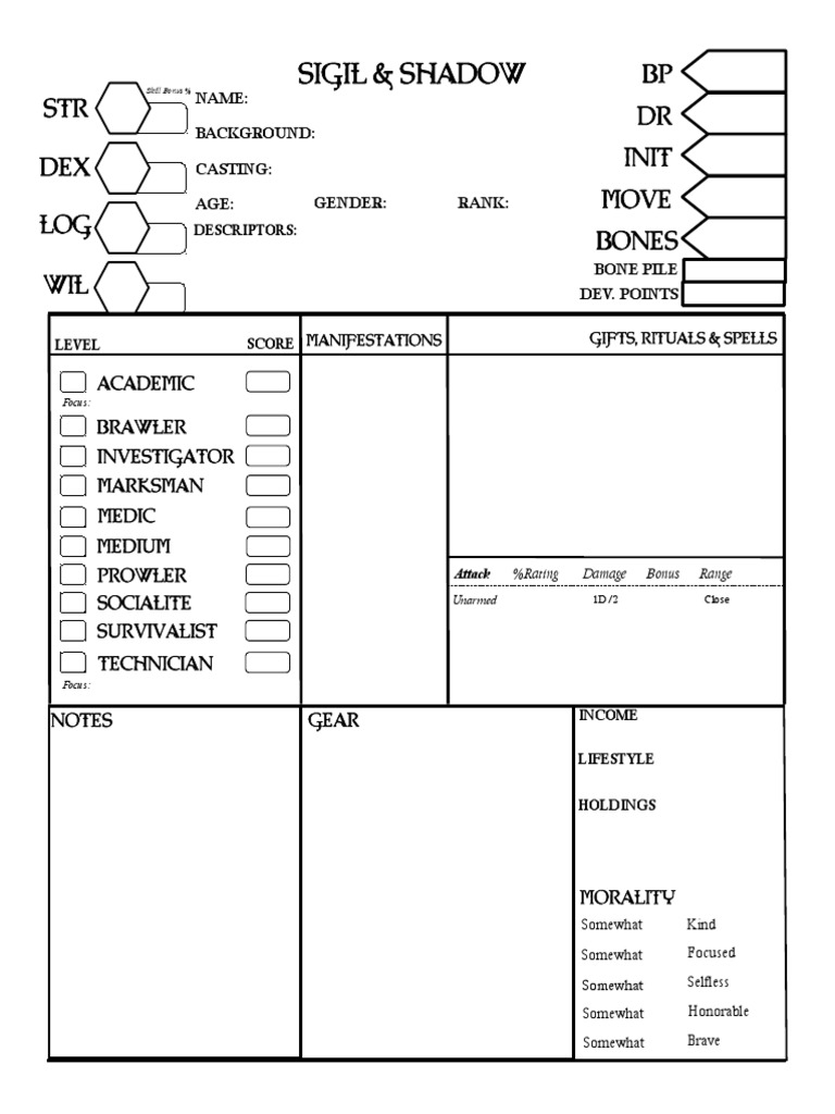 Sigil Fillable Charsheet | PDF