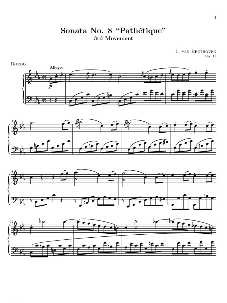 Beethoven - Sonata No. 8 "Pathétique" 3rd Movement | PDF | Piano | Teoría musical