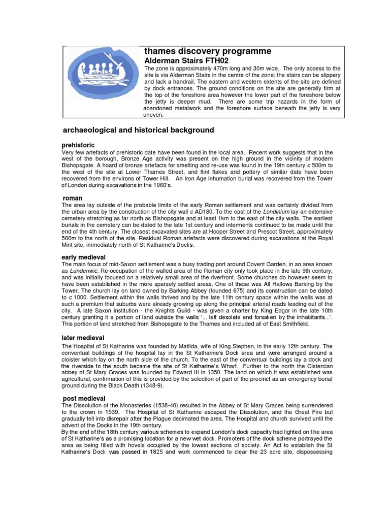 Alderman's Stairs Key Site Information | PDF