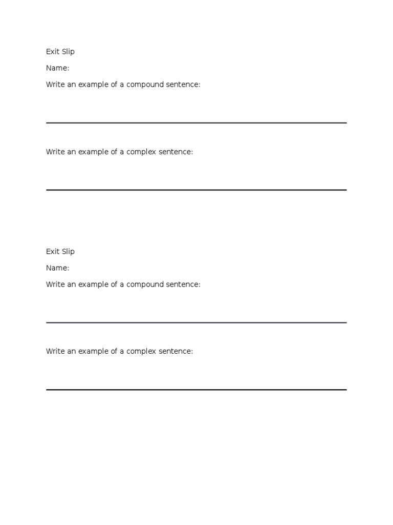 Exit Slip Sentences Template | PDF