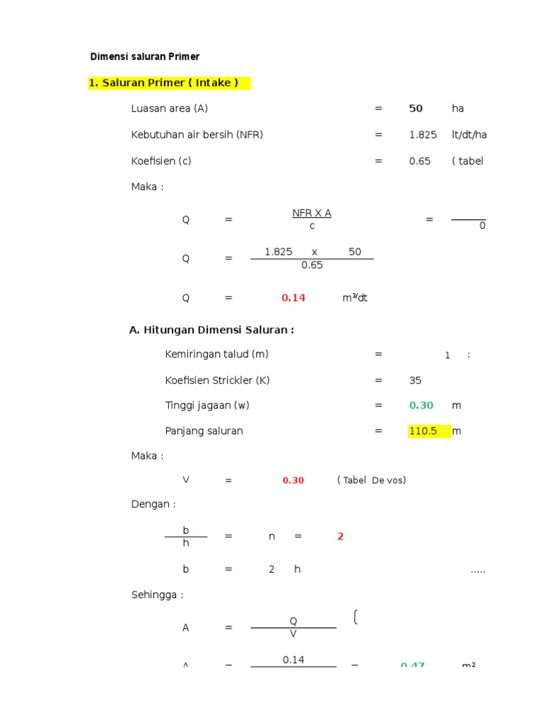 Contoh Perhitungan Debit Saluran | PDF