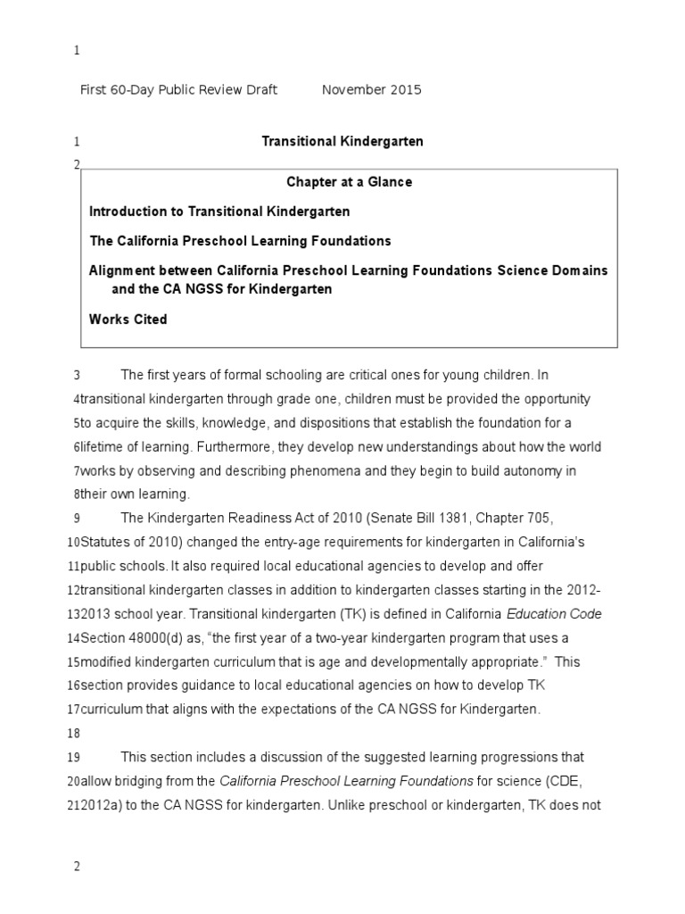 Transitional Kindergarten Science Framework | PDF | Preschool | Observation
