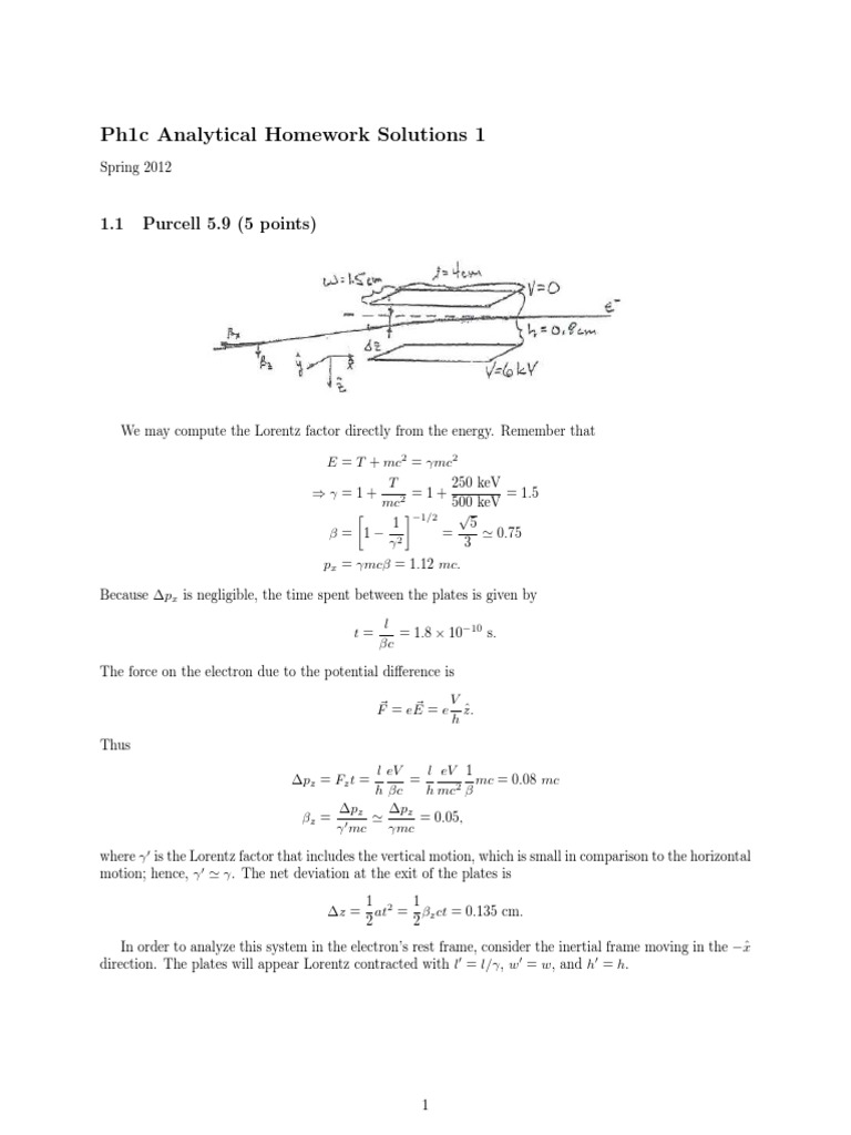 Physics Electricity and Magnetism Homework Solutions | PDF | Momentum ...