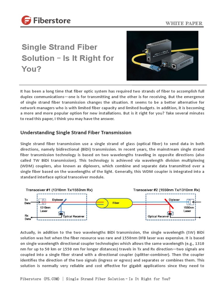 Single Strand Fiber: A Cost-Effective Guide | PDF | Wavelength Division ...