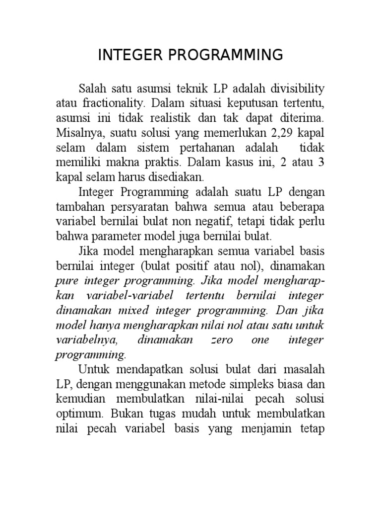 Integer Programming | PDF