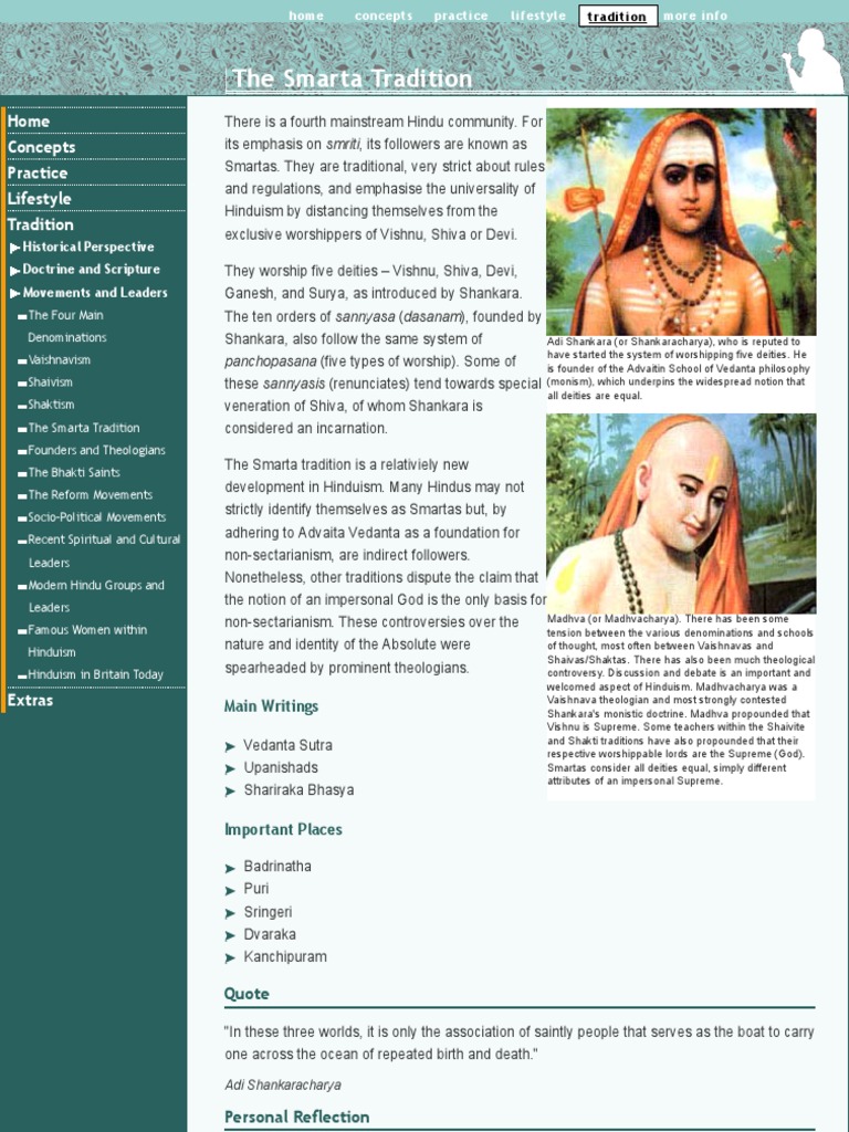 Hinduism: The Smarta Tradition | PDF | Shiva | Vaishnavism
