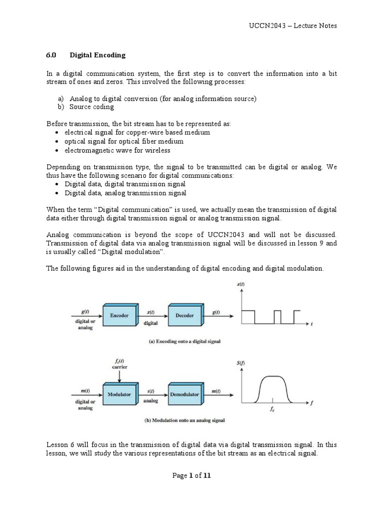 Digital Encoding | PDF | Data Transmission | Analog Signal