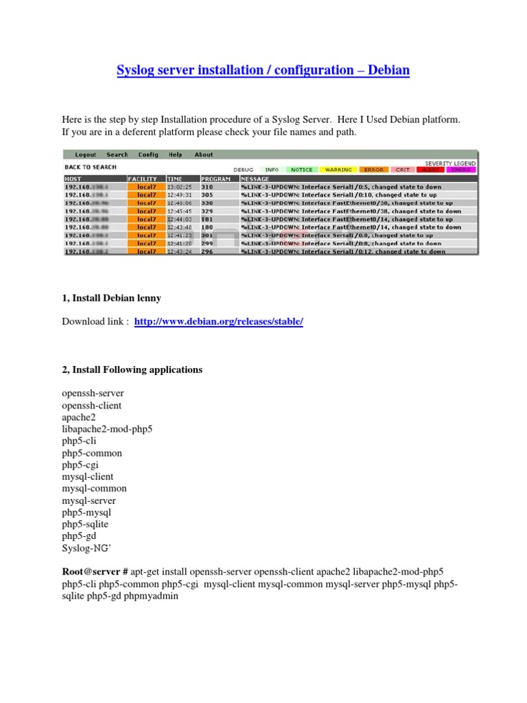 How To Configure Syslog Server In Linux Pdf Php System Software
