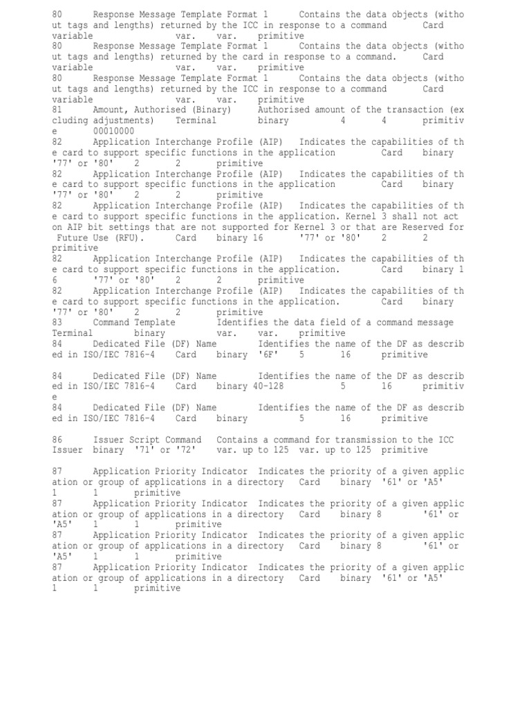 emv tags | Emv | Computer Architecture