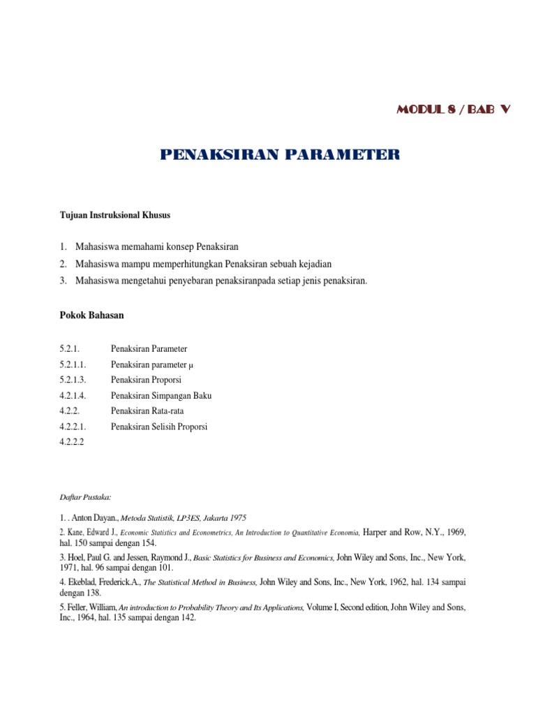 Penaksiran Parameter | PDF | Metode & Bahan Ajar