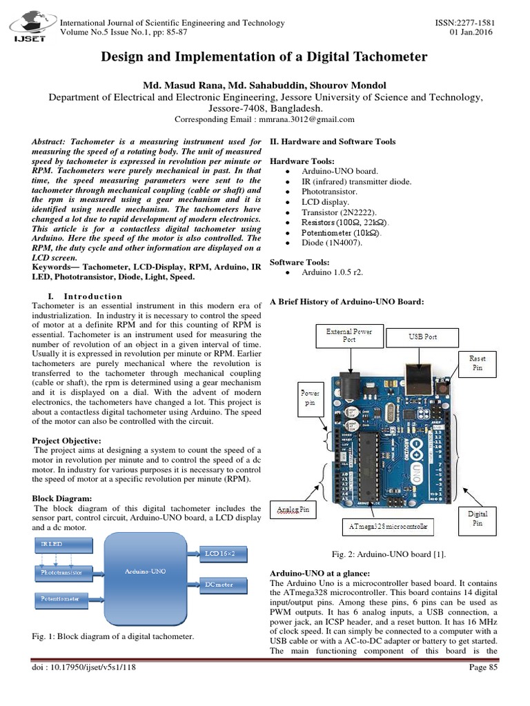 Digital Tachometer Design Using Arduino | PDF | Light Emitting Diode ...