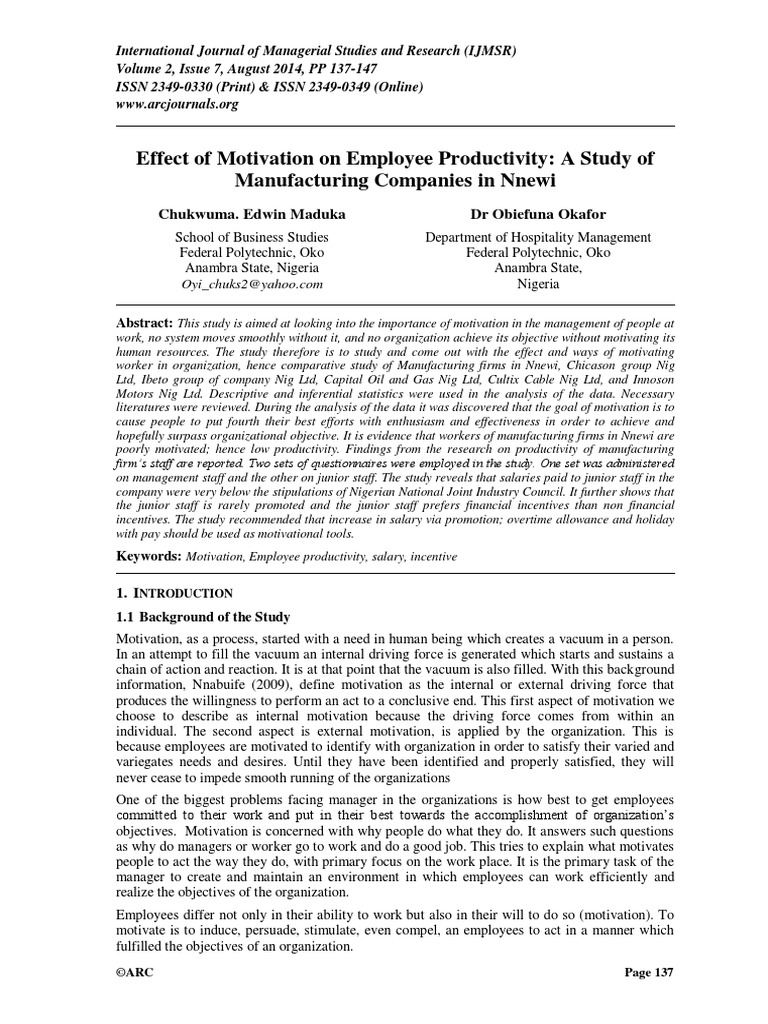 Employee Motivation and Performance | PDF | Statistical Significance ...