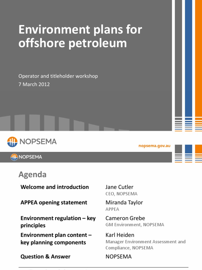 Presentation NOPSEMA Environment Plan Workshop March 2012 | PDF | Risk ...