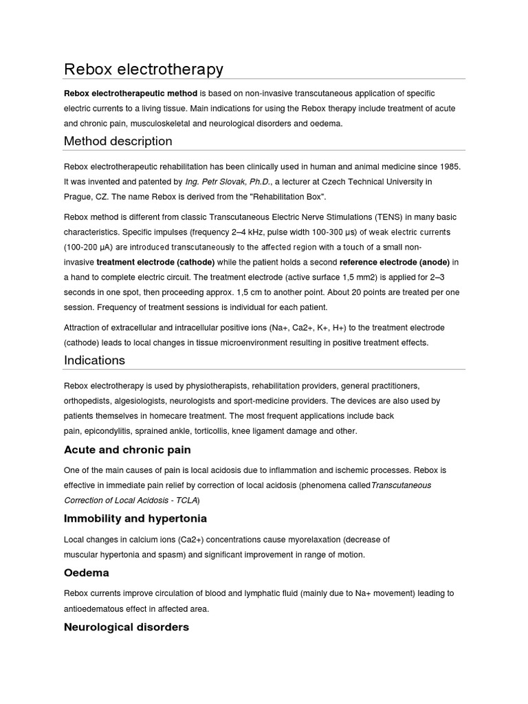 An Overview of Rebox Electrotherapy: Applications and Mechanisms for ...