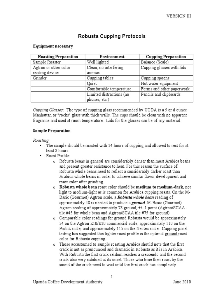 Robusta Coffee Cupping Guide | PDF | Taste | Coffee