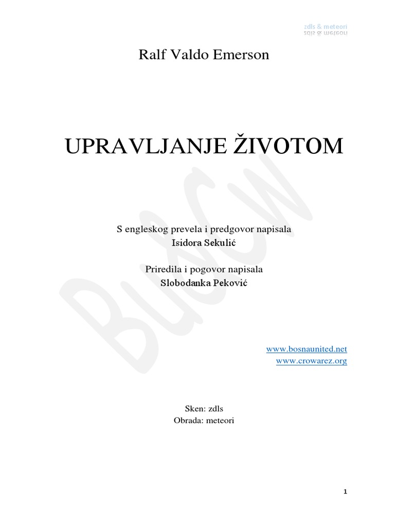 RALF VALDO EMERSON - Upravljanje Zivotom | PDF
